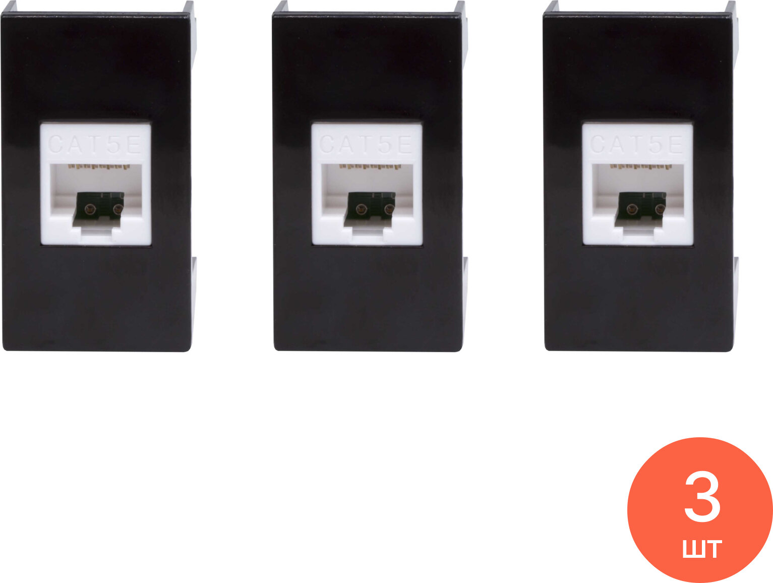 Розетка компьютерная DKC / ДКС Viva RJ-45 кат.5е, модульная, цвет черный, 45238 / электроустановочное оборудование (комплект из 3 шт)