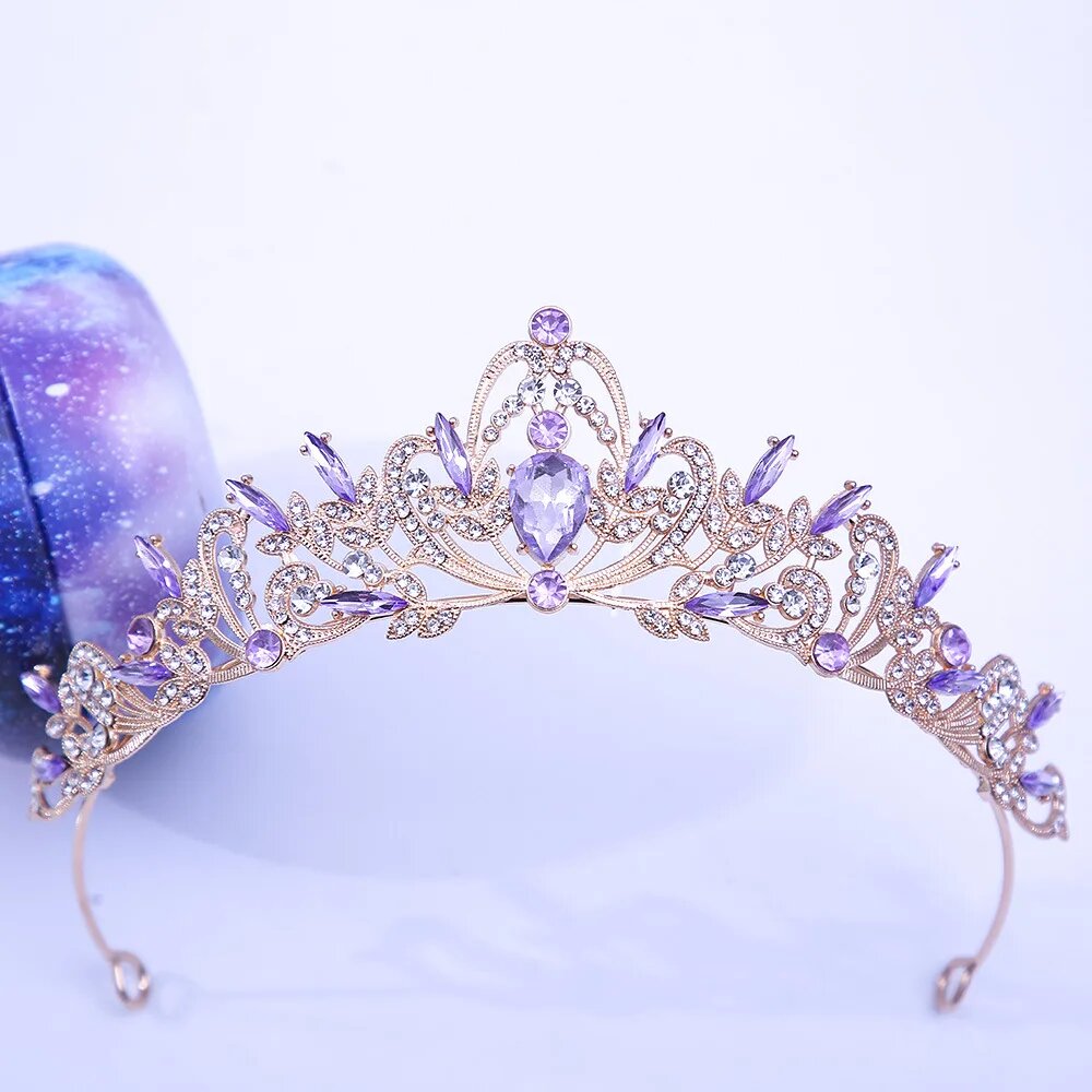 Кристальная диадема H173 Gold Purple