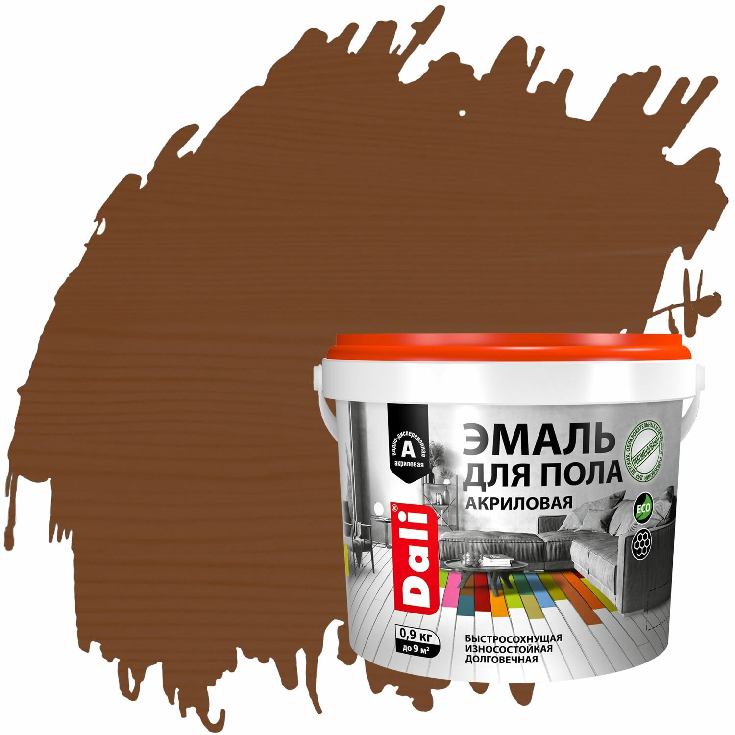 Эмаль для пола акриловая Dali (0,9кг) орех