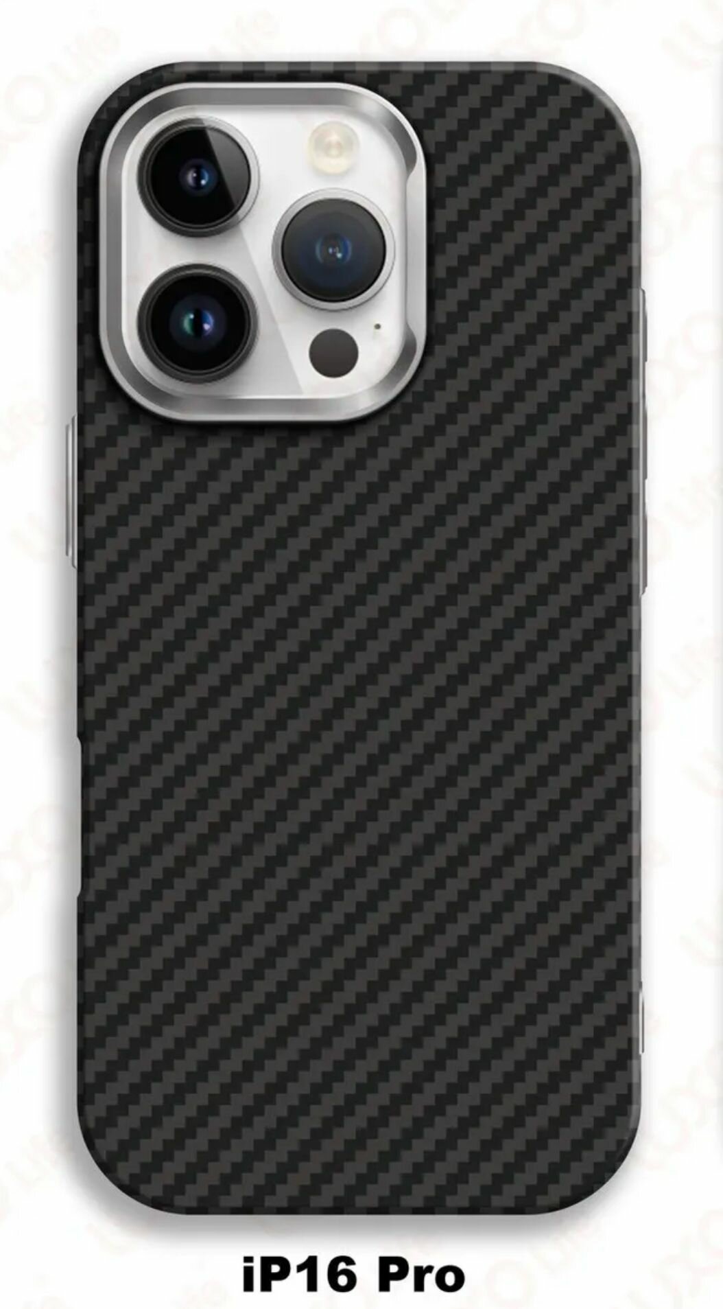 Чехол на iPhone 16 Pro, черный карбоновый