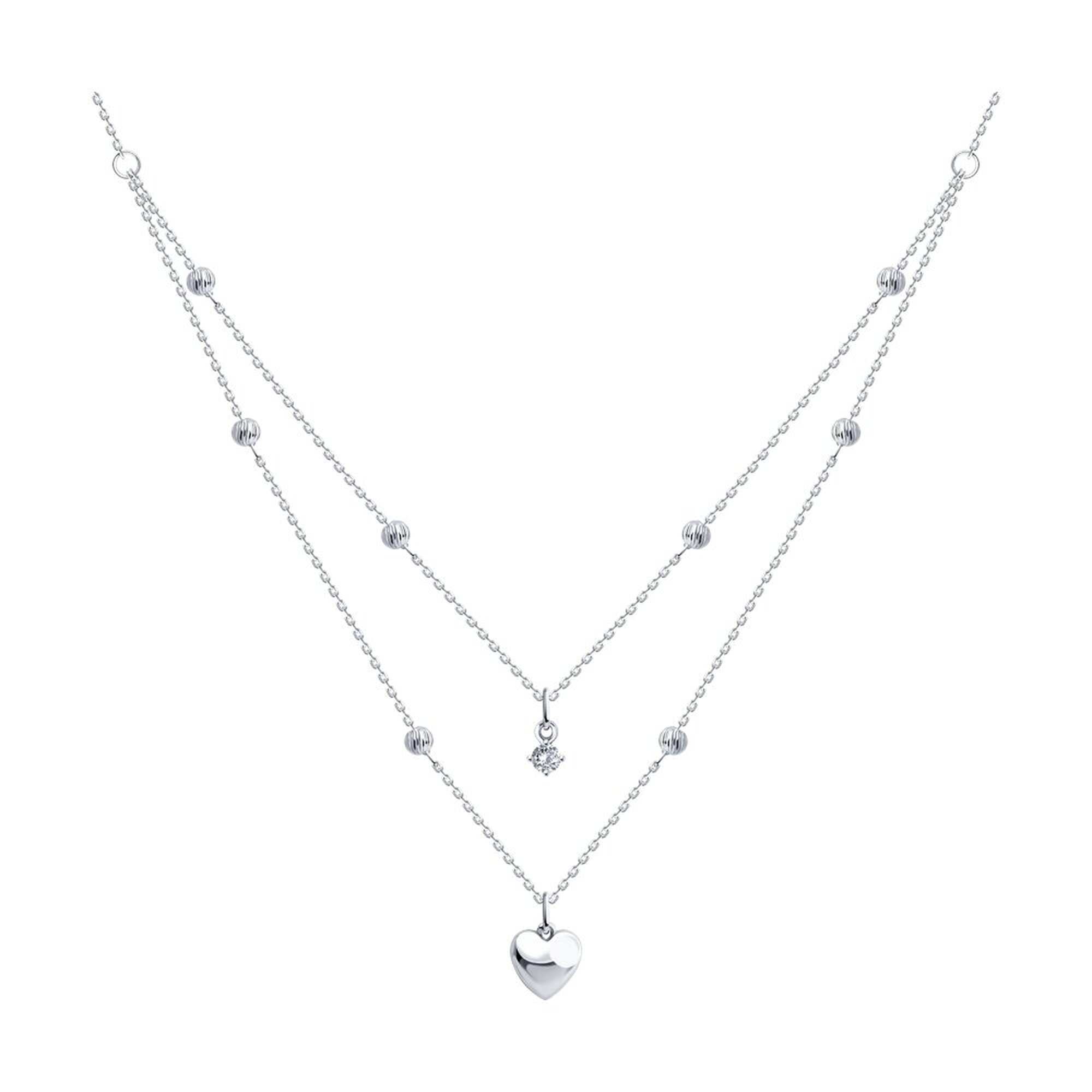 Колье, серебро, 925 проба, родирование, фианит