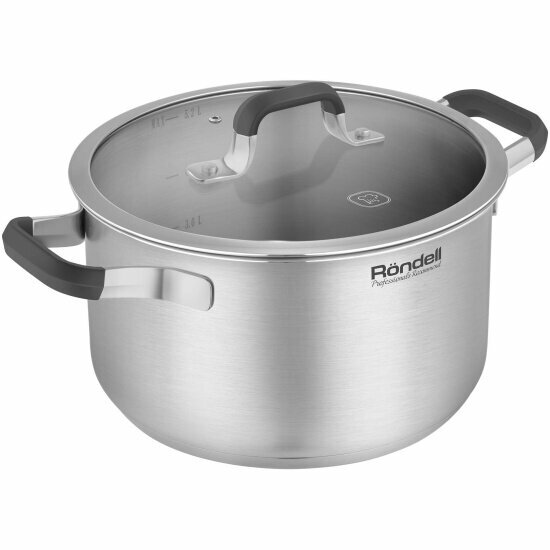 Кастрюля Rondell Stolz 5.2 л, 24 см, с крышкой, стальной (RDS-1754)