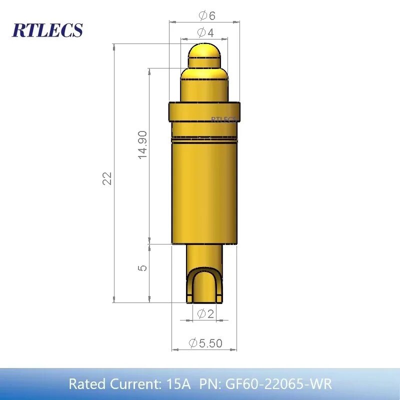Pogo Pin RTLECS GF60-22065WR 15A, 2шт