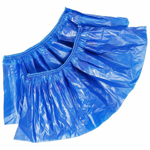 Бахилы комплект 100 штук (50 пар), очень прочные, двойная резинка, 40х14, 52 мкм, 6 г, ELEGREEN, 2-8/18/2р-С-С