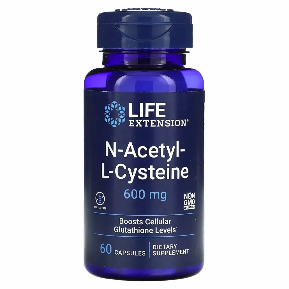 Life Extension N-Acetyl-L-Cysteine 600 мг 60 вегетарианских капсул