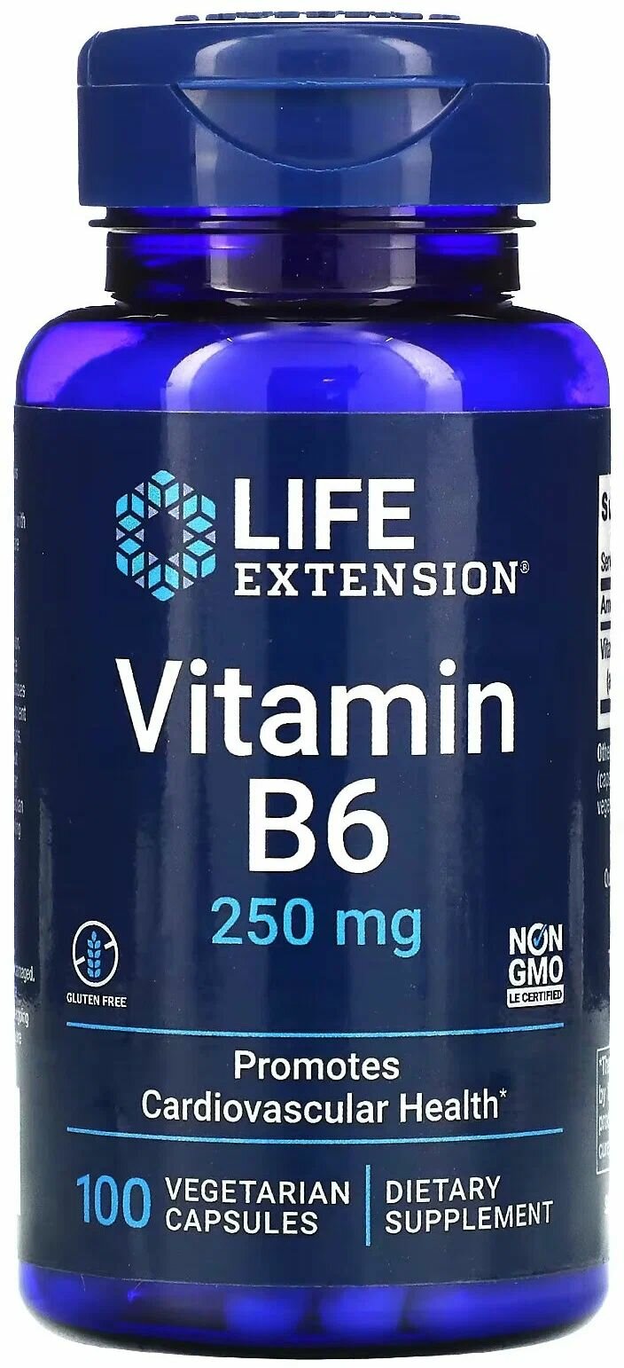 Life Extension Витамин B6, Vitamin B6, 250 мг, 100 капсул