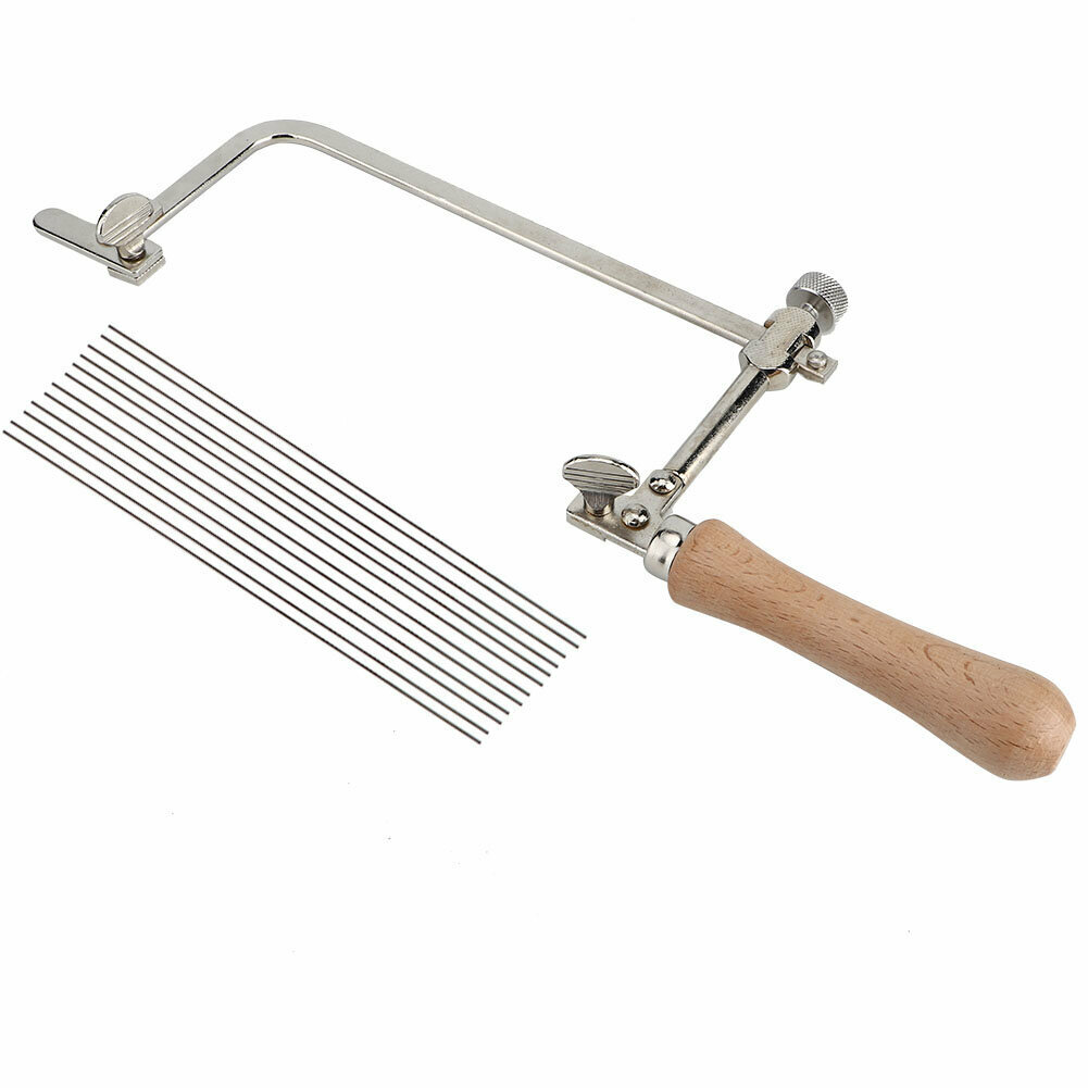 DIY деревообрабатывающая стальная пила для изготовления ювелирных изделий, резка дерева, ручка (лучковая пила + 12 лезвий)