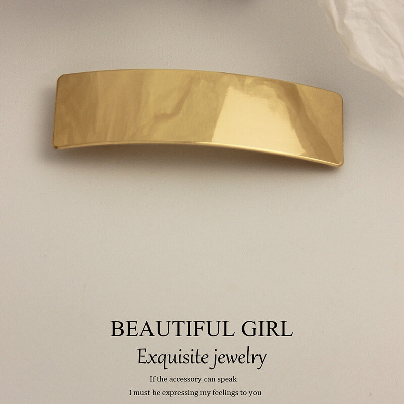 Заколка Sense 2025, глянцевая, квадратная, золотая