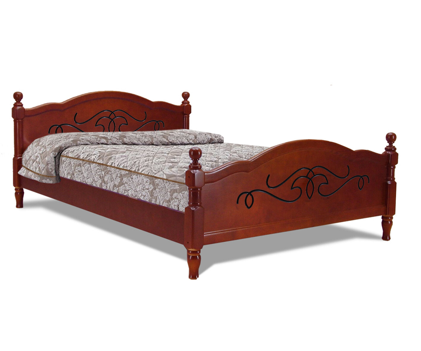 Кровать "Лама" из массива сосны 160x200 см, Старый орех 3