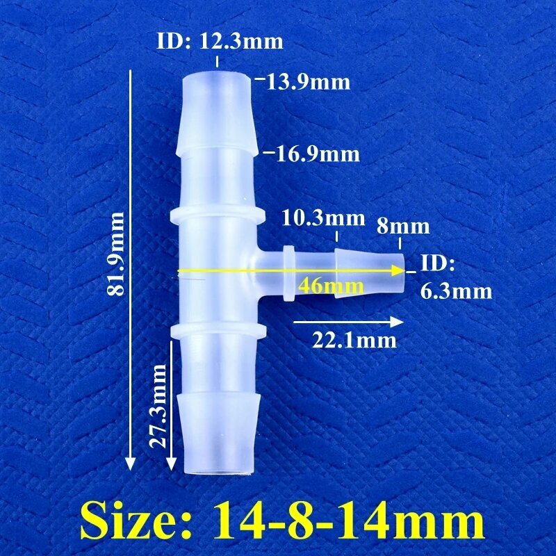 SgooHan пластиковый редукционный тройник для садового полива 12-20 до 4-16 мм 14-8-14mm, 5 Pieces