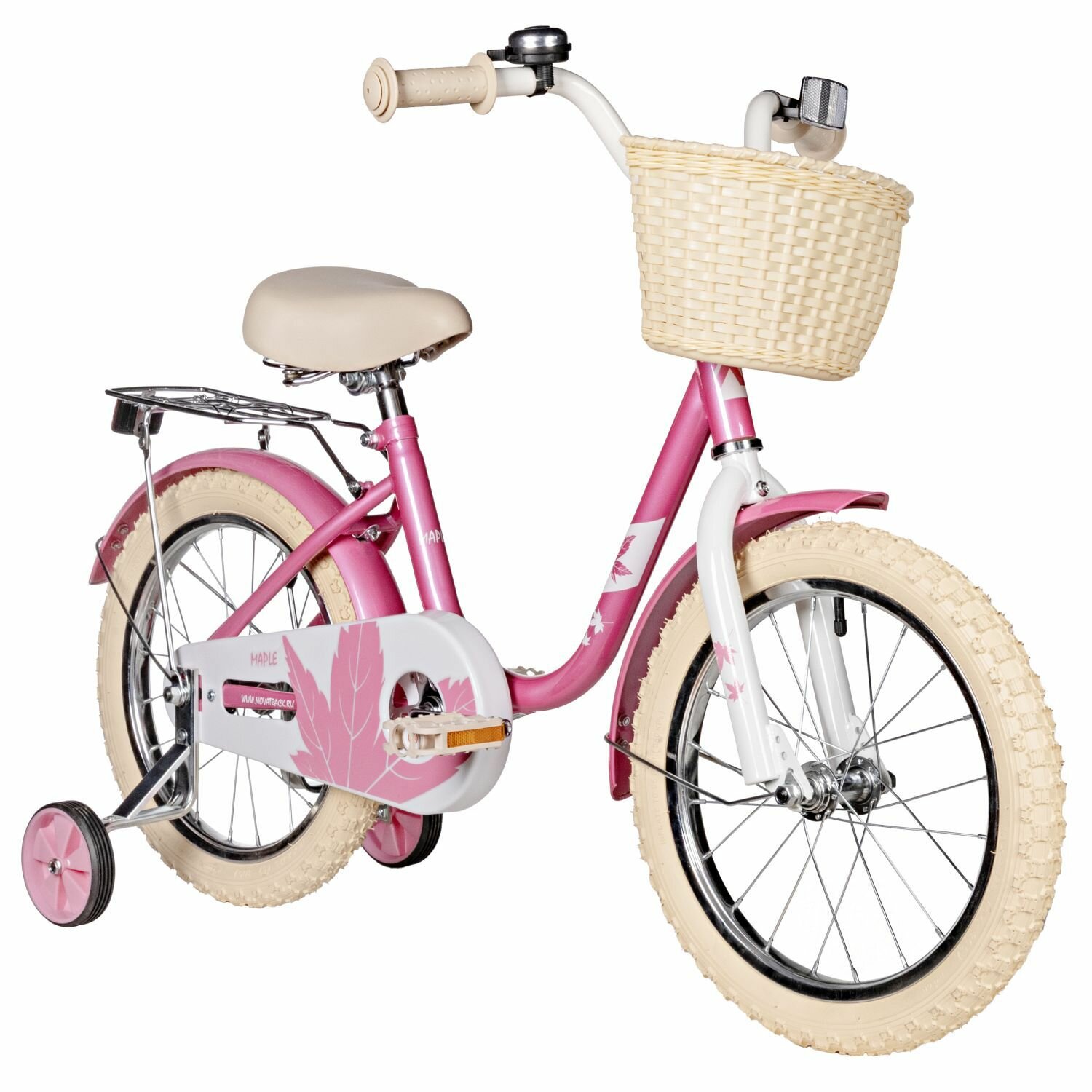 Велосипед Novatrack "MAPLE", двухколесный, сталь, надувные колеса, розовый, 1 скорость