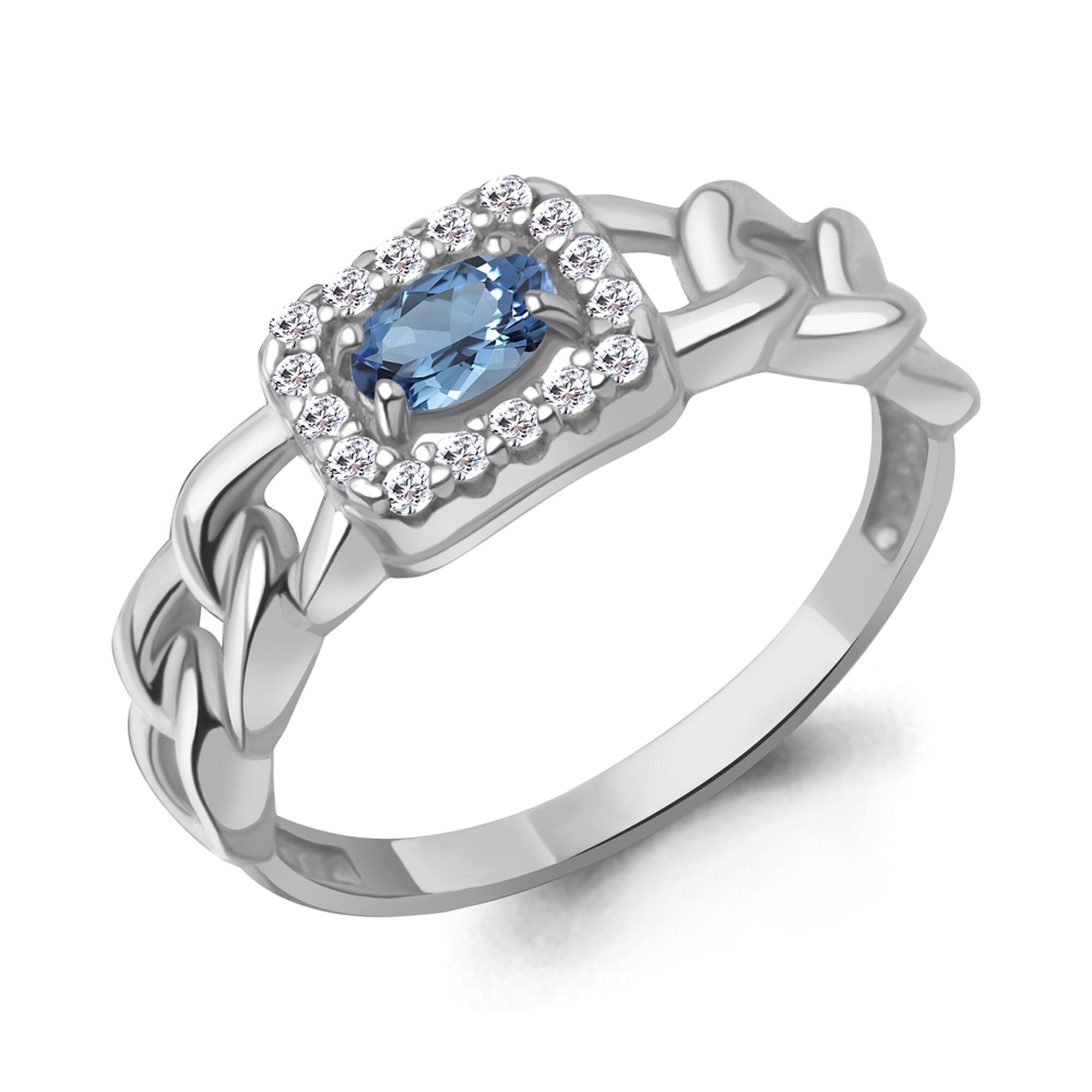 Кольцо Diamant online, серебро, 925 проба, родирование, фианит, сапфир синтетический