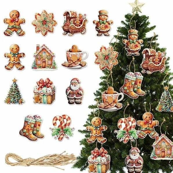 Пряничный человечек подвесные украшения елочные украшения 12шт/комплект