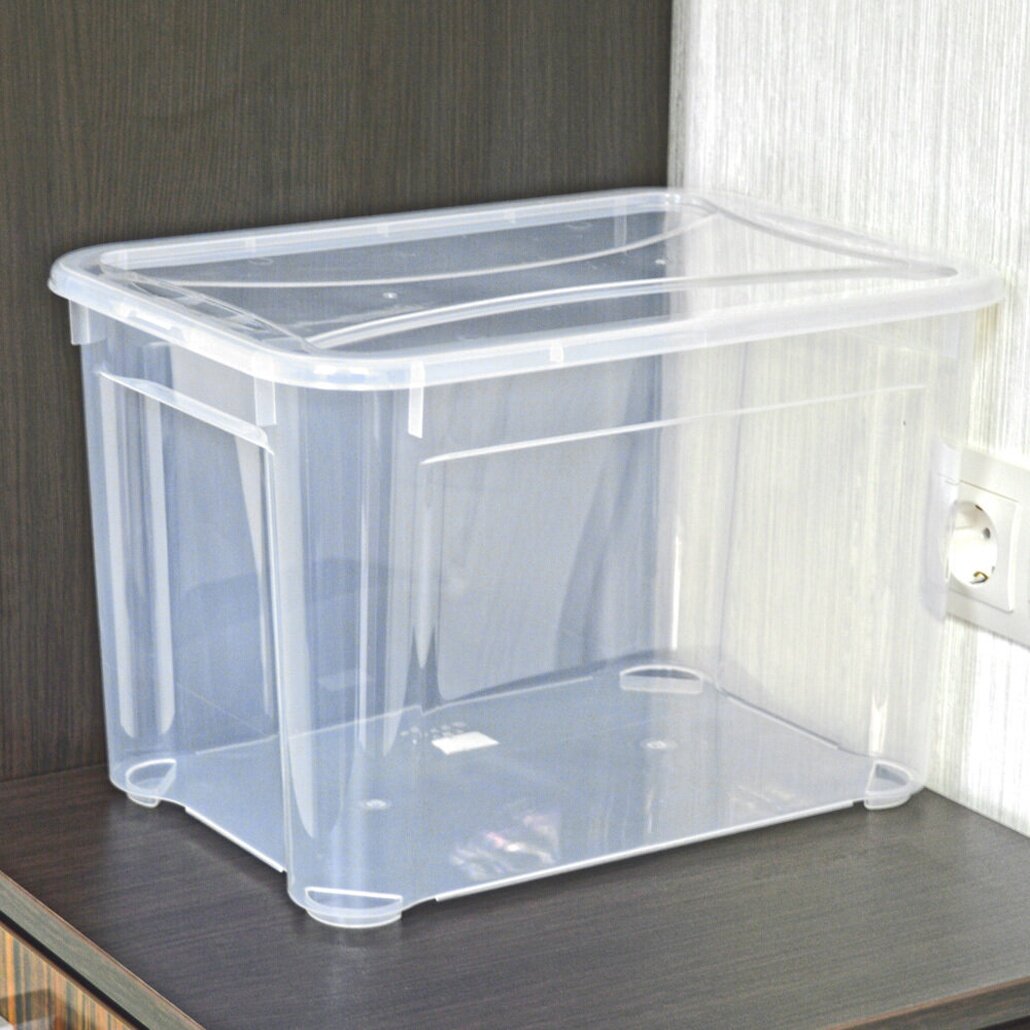 Контейнер универсальный 20л с крышкой, прозрачный, для хранения вещей