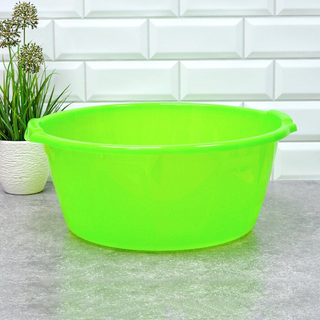 Таз пластиковый 15л 'Лайт', ярко-зеленый, удобные ручки, для уборки