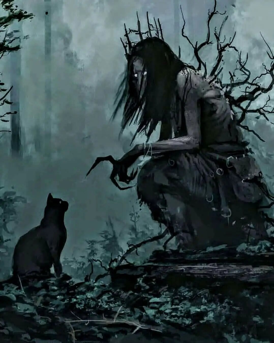 Печать на холсте "Темная академия" Темно-зеленый, 1, 30x40cm No frame