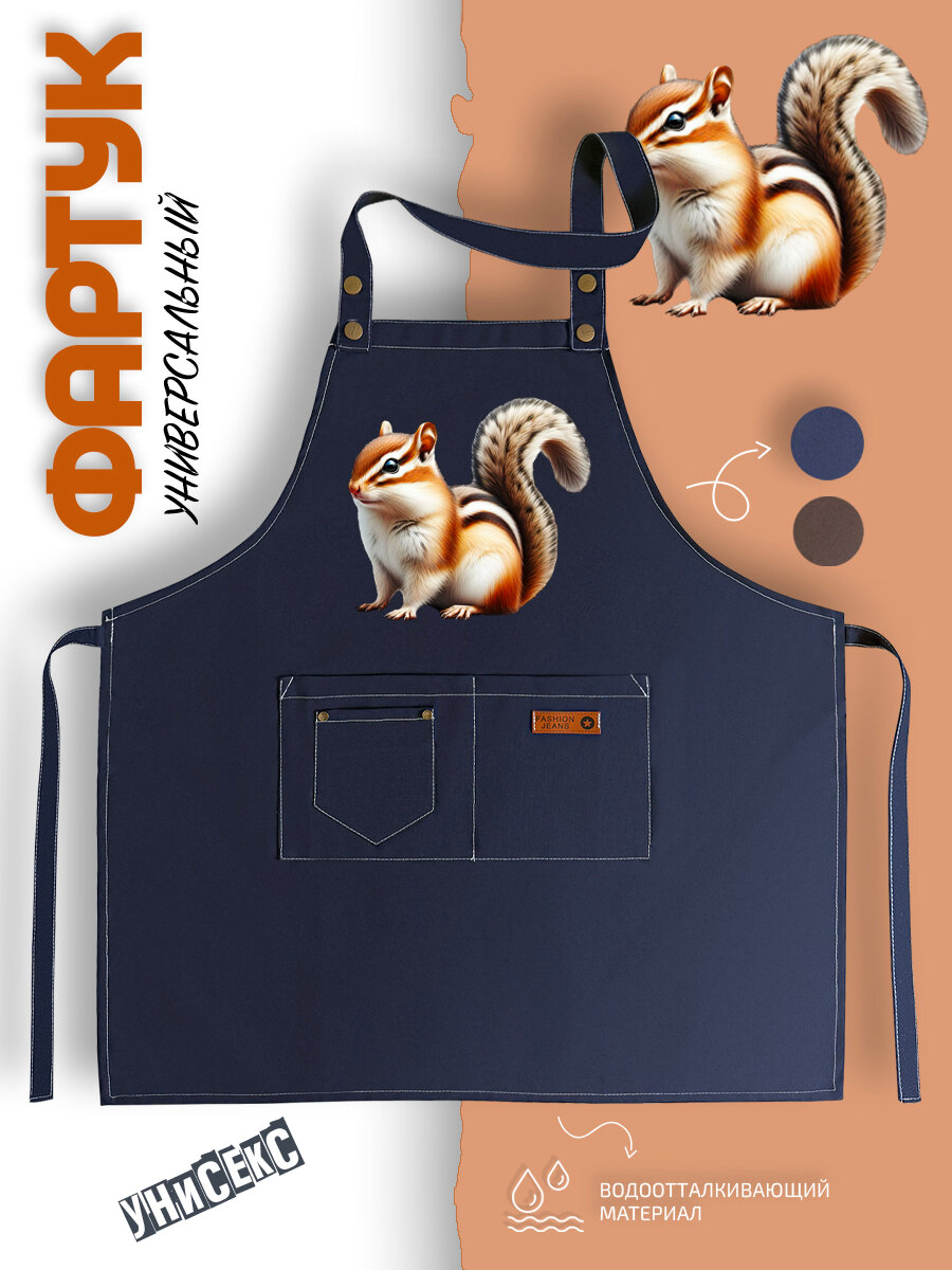 Фартук кухонный бурундук уневерсальный с принтом поварской для кухни