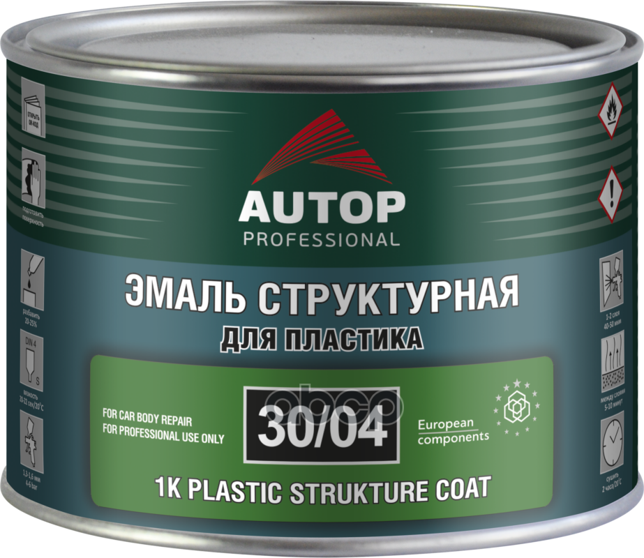 Краска для пластика черная текстурная банка 1K 0,5л. (возд. сушки) AUTOP AUTOP PROFESSIONAL арт. ATPCT300405P2