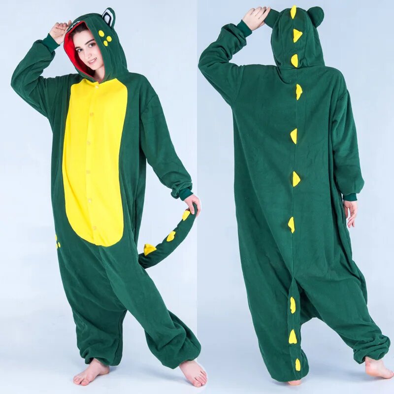 Костюм анималистический серый волк красный носорог огненный дракон Зеленый, М, crocodile