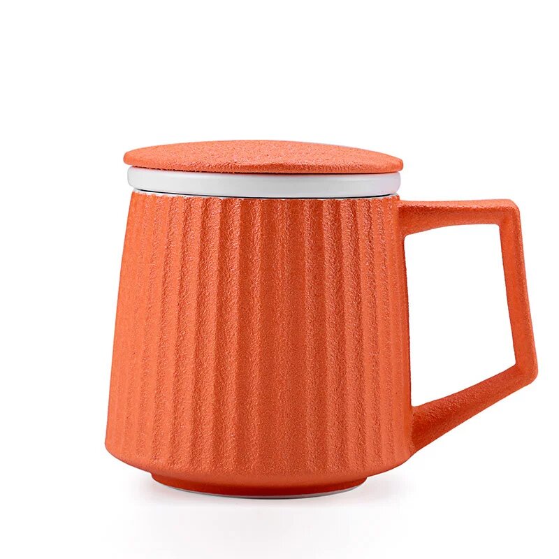 Керамическая кружка с крышкой, внутренним фильтром, чашка для заваривания чая, чашка для офиса и дома, чашка для питья