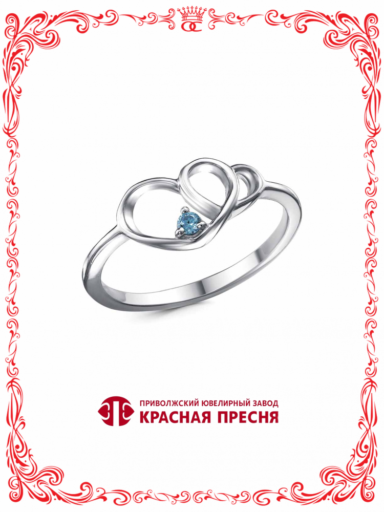 Кольцо, серебро, 925 проба, платинирование, фианит