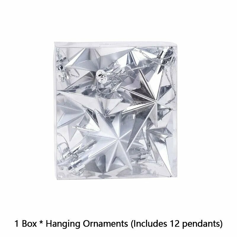 Елочные украшения Звезда серебристый 12 шт.