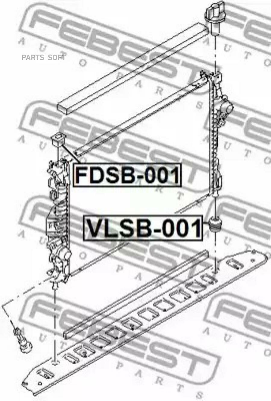 FEBEST VLSB-001 Опора радиатора FORD FOCUS II нижняя