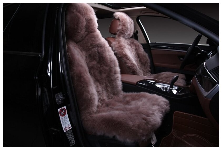 Овчина на передние сиденья (цельная шкура класс "А"). Длинный ворс (Австралия) Коричневый