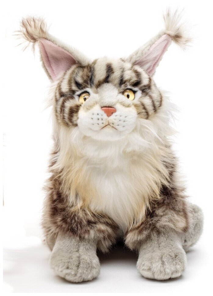 Игрушка мягконабивная натуралистичная LEOSCO Кот 25см Мейн-кун серый