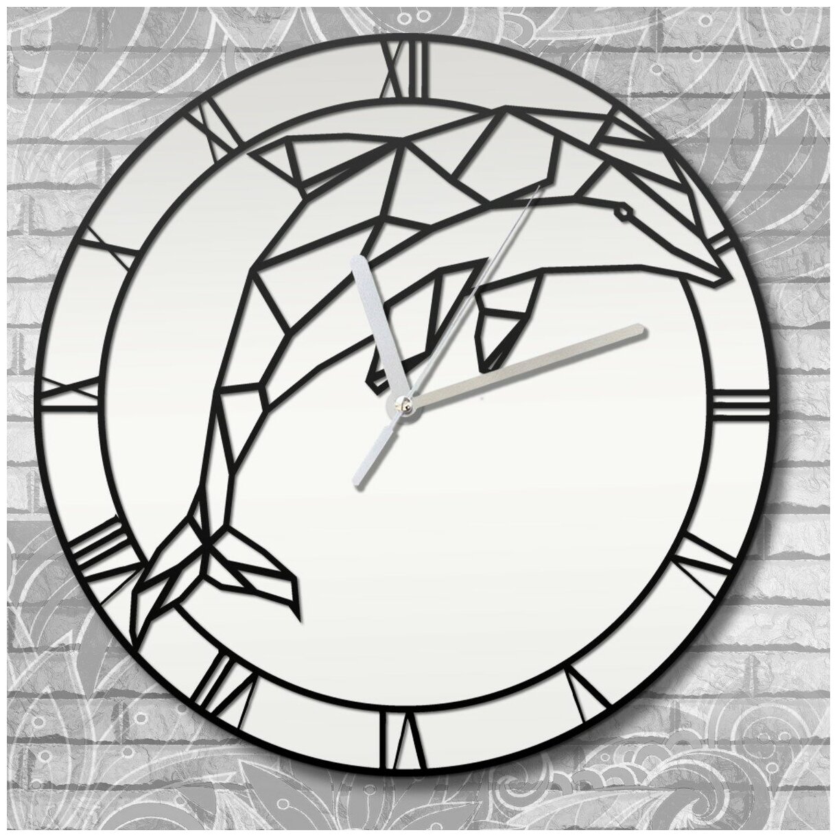 Настенные часы деревянные бесшумные море рыбы дельфин - 584