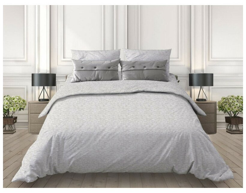 Постельное белье 2сп бязь Комфорт Натурель светло-серый арт.3002