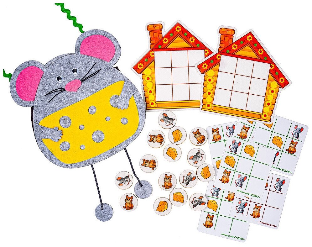Логическая игра Smile Decor "Умные мыши", мемори для развития памяти, судоку с набором карточек