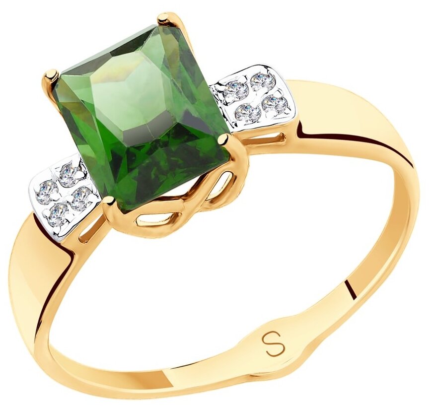 Кольцо, красное золото, 585 проба, ситалл