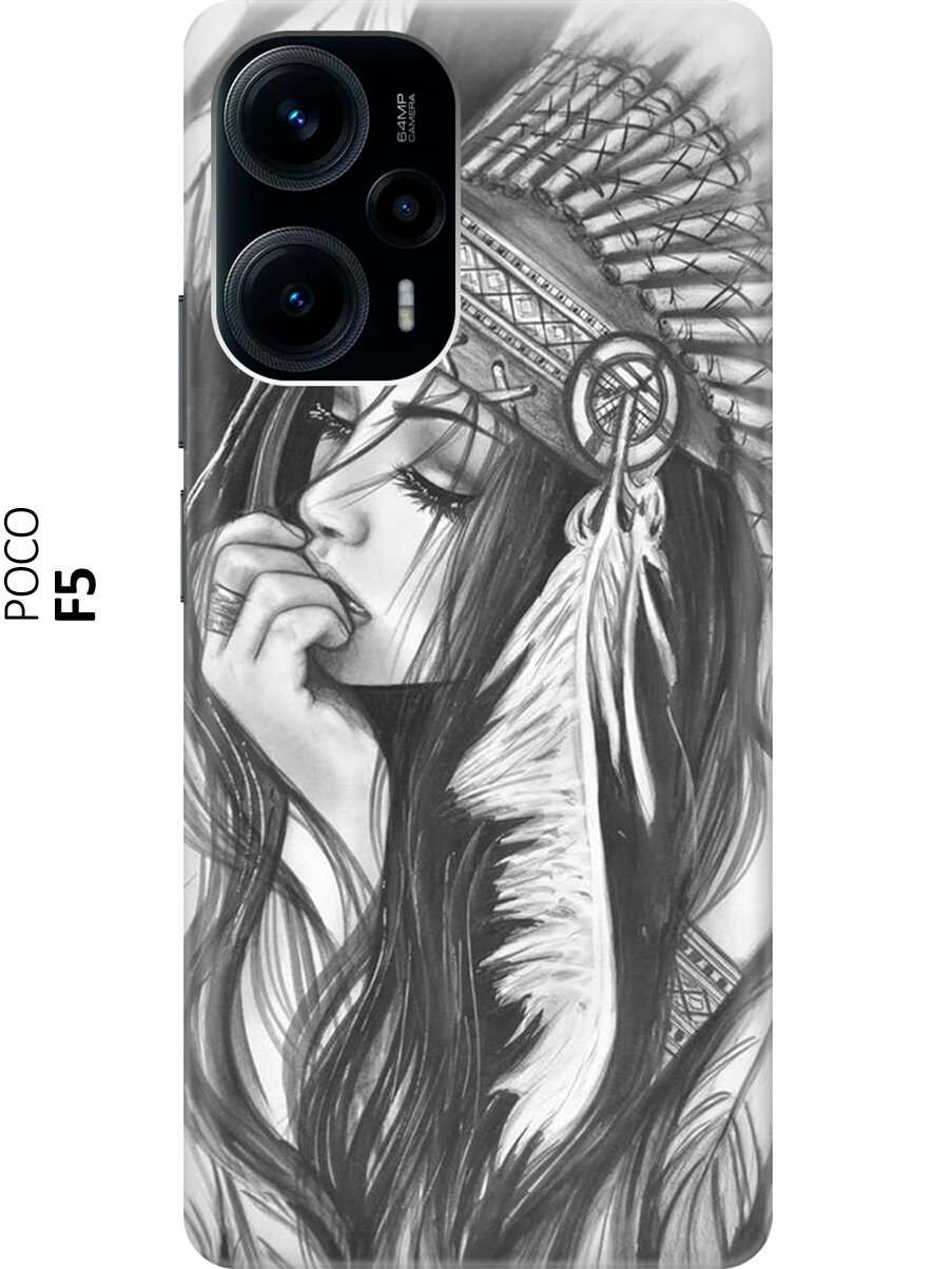 Силиконовый чехол Эскиз девушки на Poco F5 / Поко Ф5