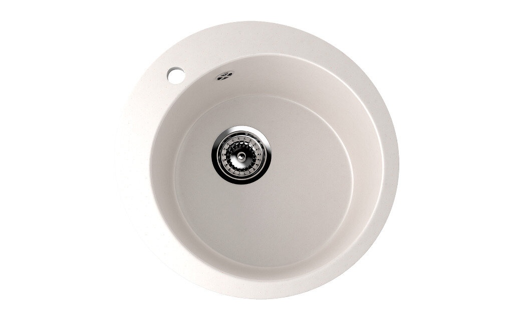 Каменная мойка для кухни врезная SURAGRAN S-13, 495 мм круглая, цвет белый/Раковина для кухни