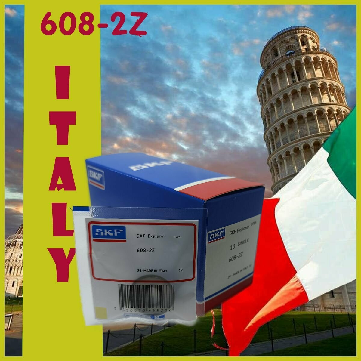 Подшипники для самоката, скейтборда, роликов,8х22х7,608-2Z. SKF