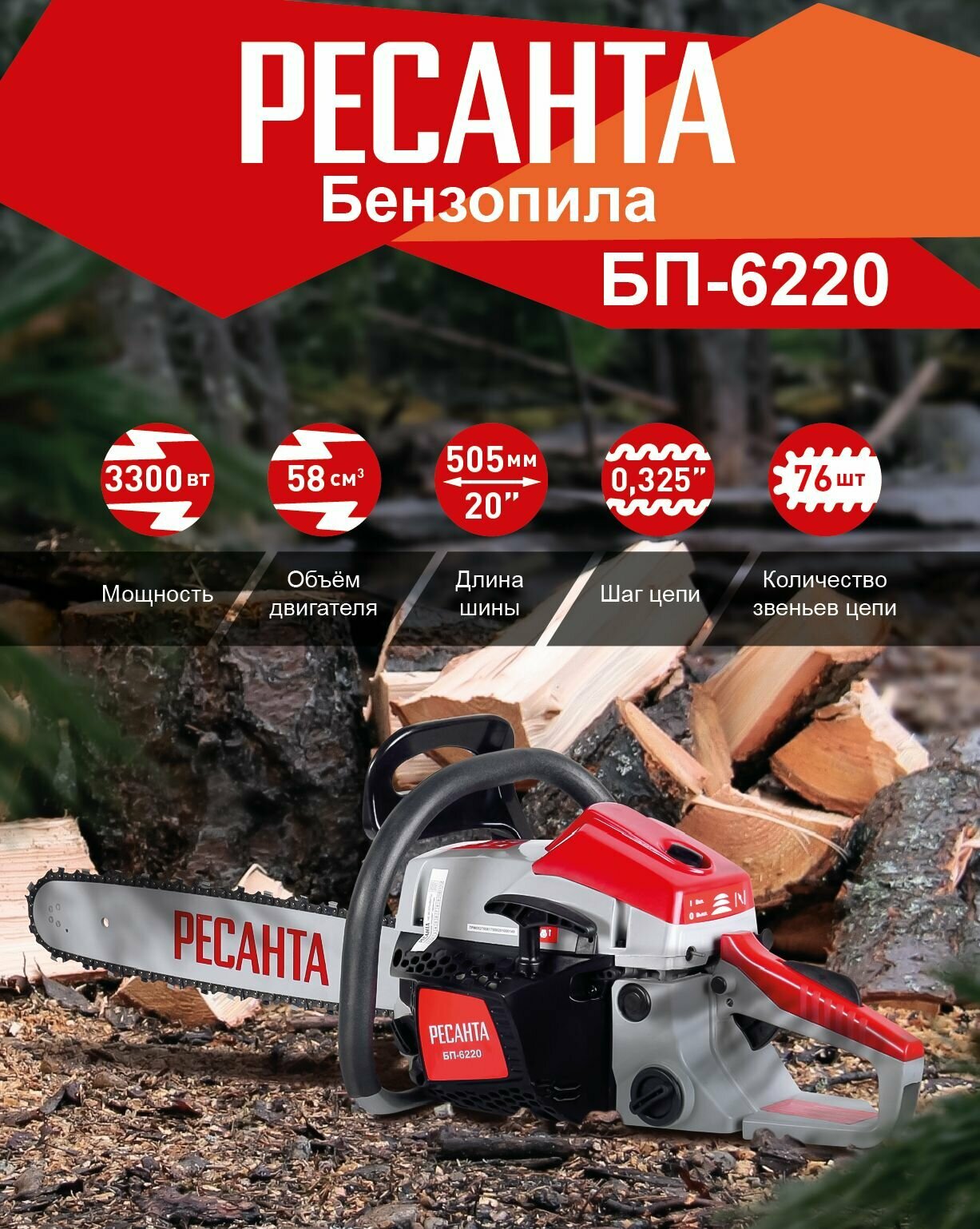 Бензопила БП-6220 Ресанта