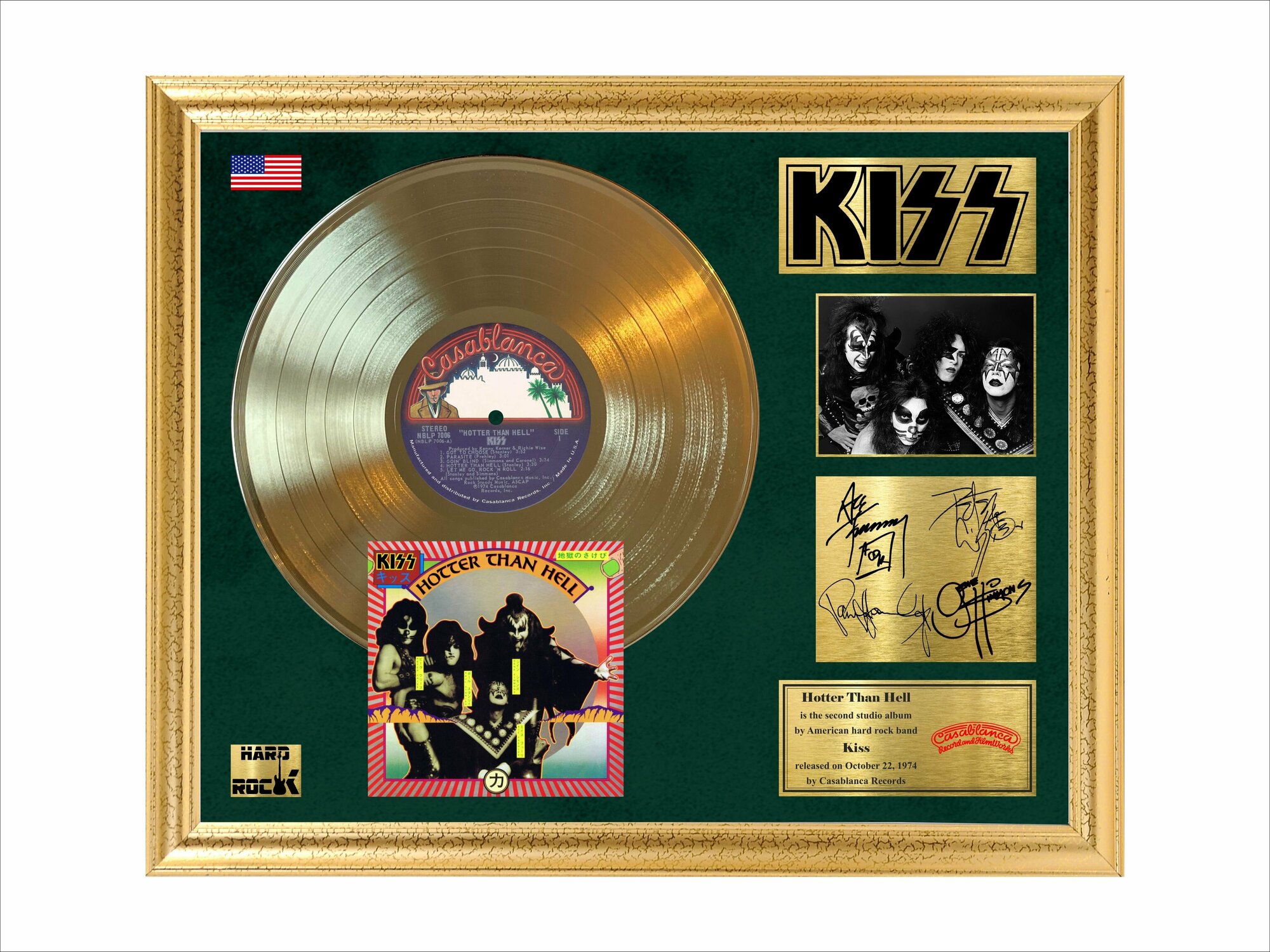 Картина Kiss золотой винил в рамке 45х55