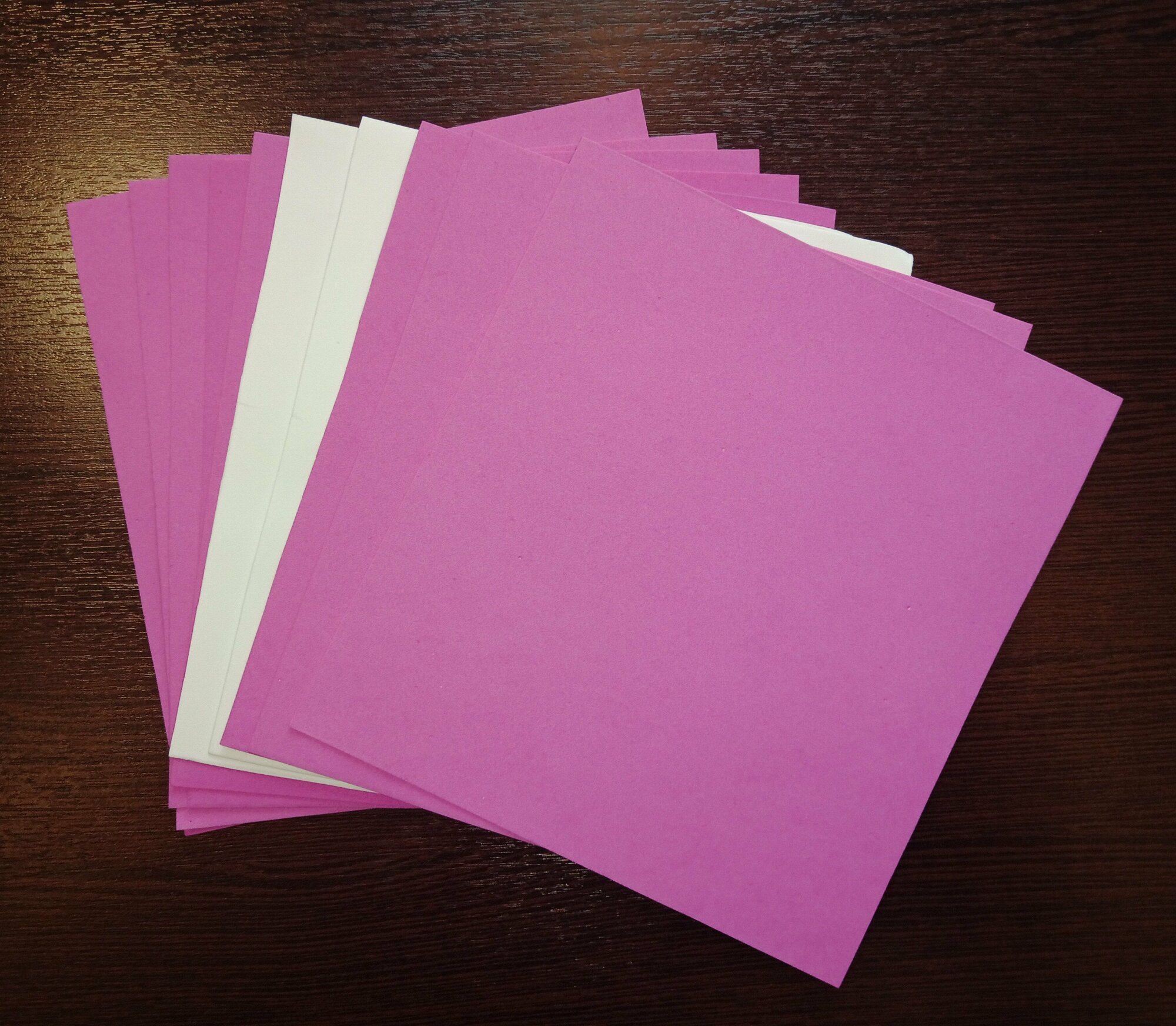 Фоамиран матовый 18,5х19,5, 1 мм, 10 листов, розовый, белый