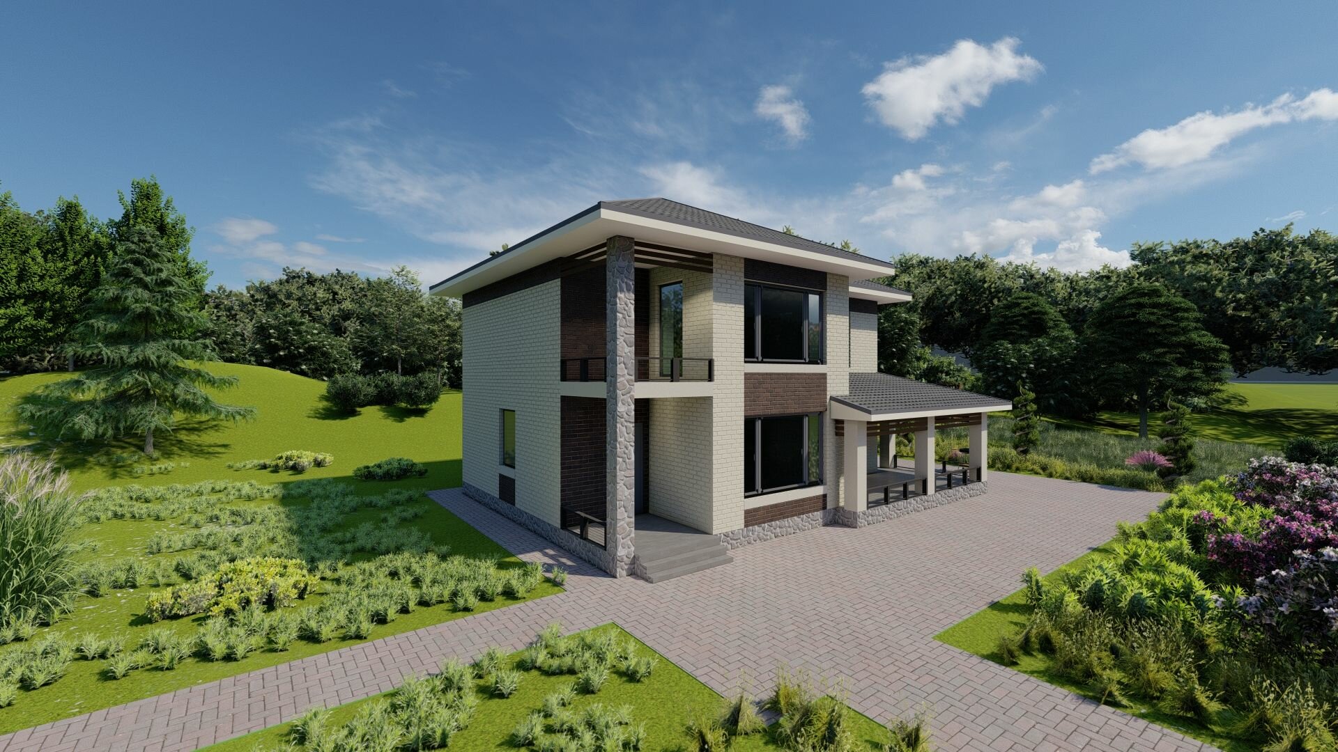 Готовый проект двухэтажного дома "Вест"