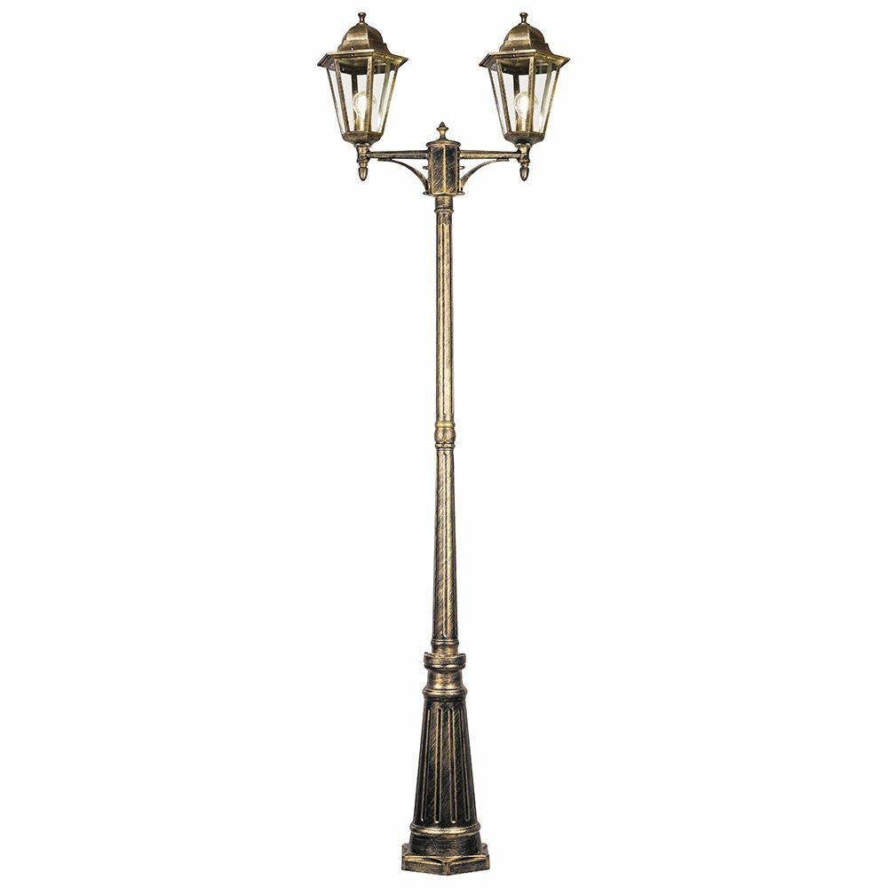 Светильник уличный напольный E27, садово-парковый, столб IP44 черное золото Feron 6214 PL6214 Классика 11207