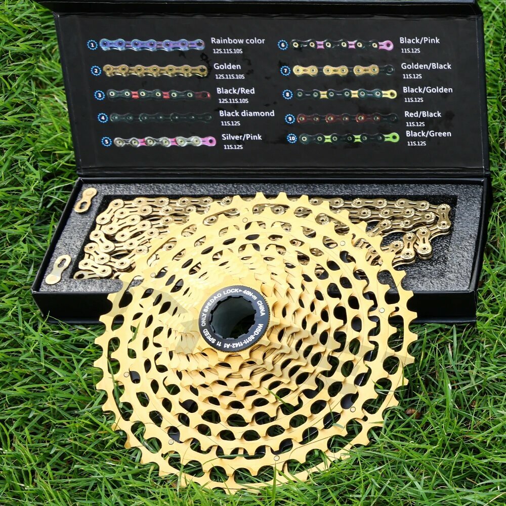 SPEDAO SLR2 велосипедная кассета 11 скоростей 11-42T Gold With Chain