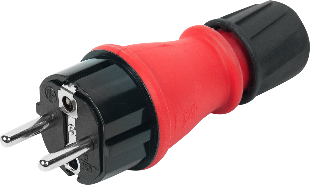 Вилка с заземлением Electraline Евро 220/240 В, IP54, цвет чёрный
