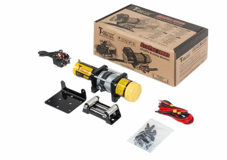 Лебёдка электрическая 12V T-MAX ATW PRO 3500lbs 1590 кг (Стальной трос). Артикул HS0521