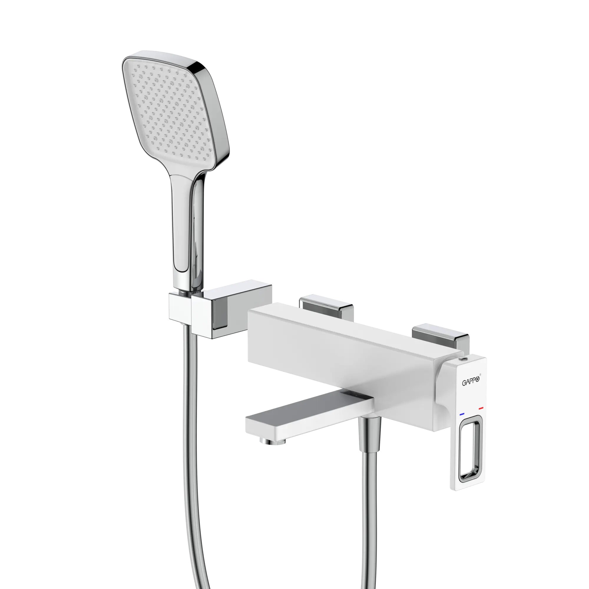 Смеситель для ванны Gappo Eder GL3201-8 однорычажный с лейкой и шлангом цвет белый хром