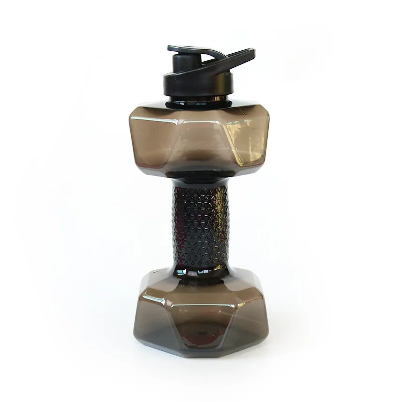 Пластиковая спортивная бутылка для воды в форме гантели 1500 мл black