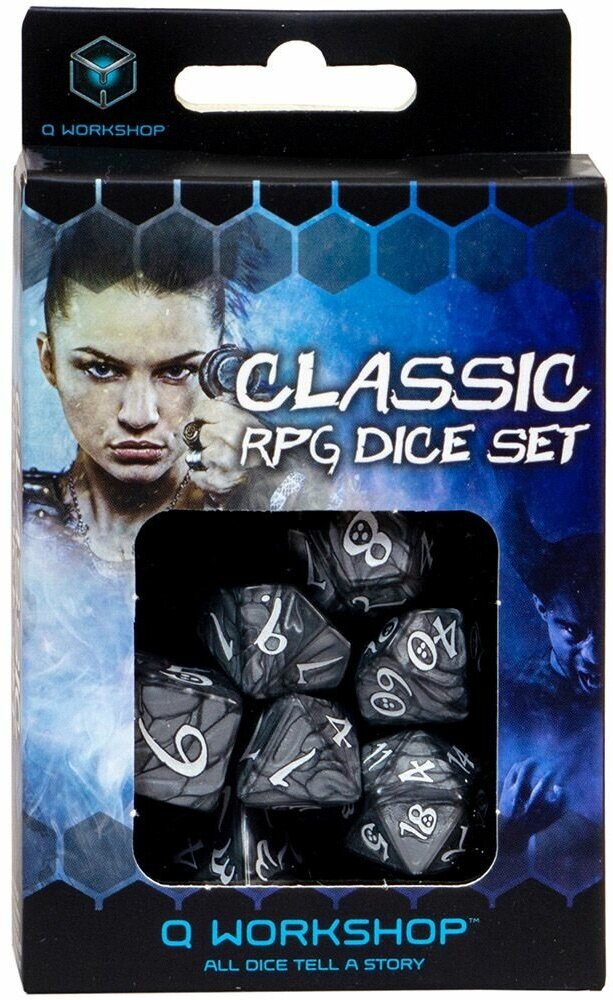 Набор кубиков Q-workshop Classic RPG Smoky & white Dice Set (7)