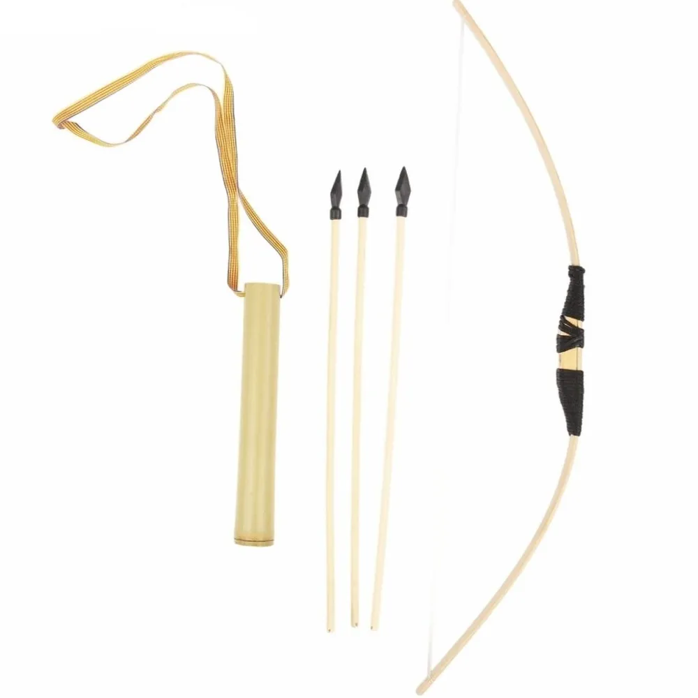 Деревянный лук с колчаном и 3 стрелами