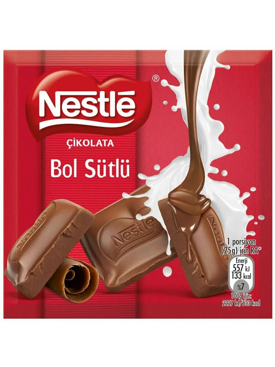 Турецкий молочный шоколад Nestle Bol Sutlu