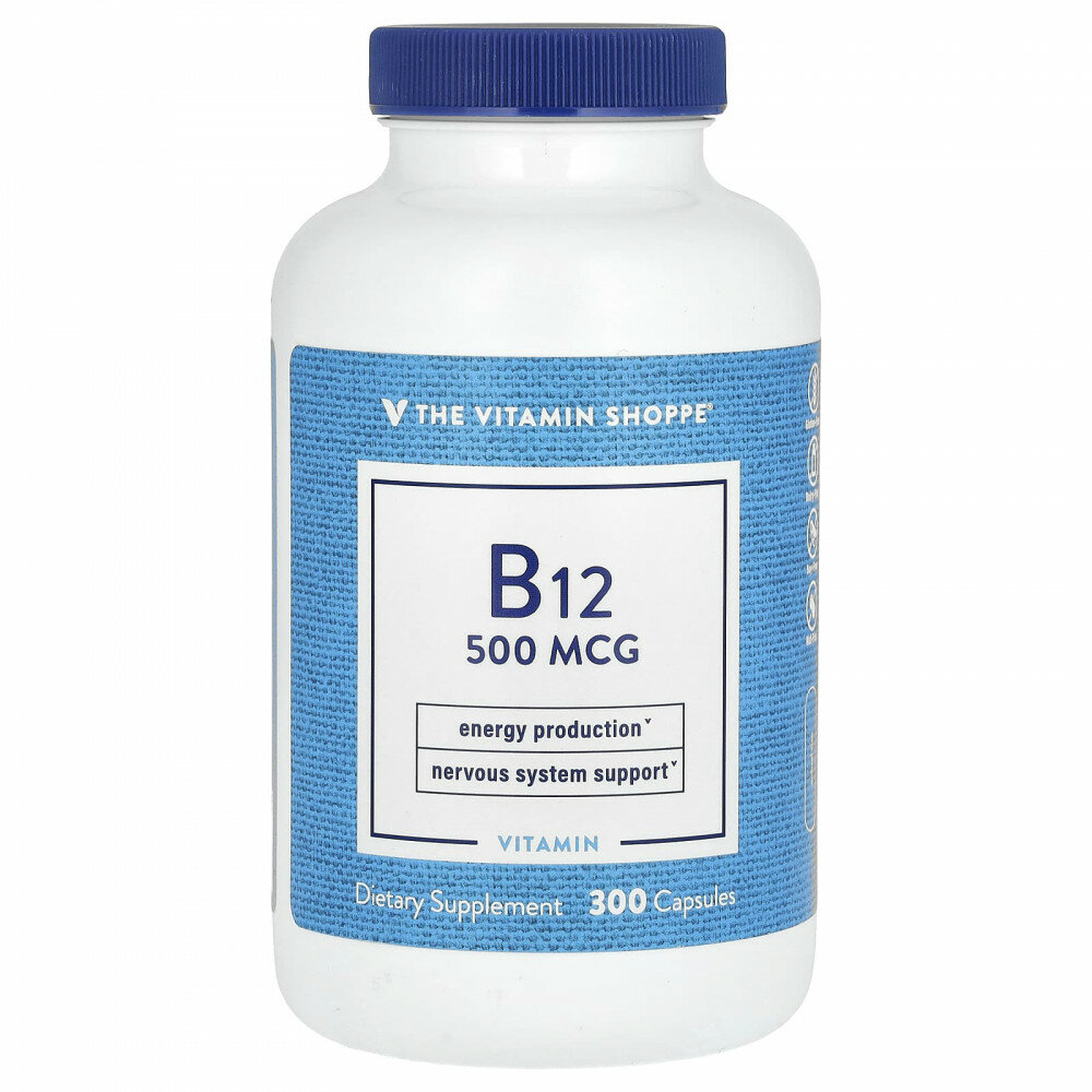 The Vitamin Shoppe, Витамин B12, 500 мкг, 300 капсул